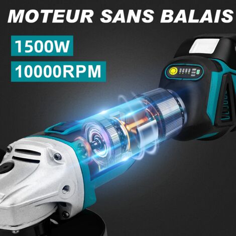 Gisam – Meuleuse d'angle électrique sans fil 125mm – 18V Brushless – 2 ...