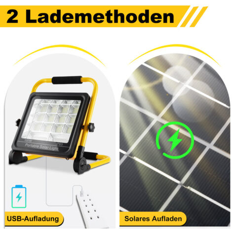 VINGO 50W LED Fluter Flutlicht Solar Beleuchtung Baustrahler Akku ...