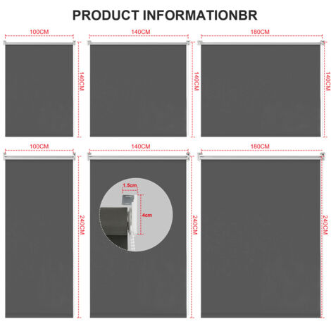 VINGO Senkrechtmarkise 180 x 240cm Balkonmarkise Sonnenschutz, UV-bestaendige Vertikalmarkise ...
