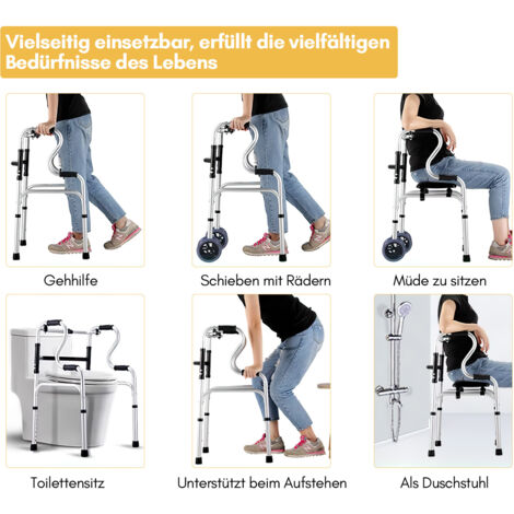 VINGO Rollator faltbar und leicht, Gehhilfe mit Sitz, Laufhilfe ...