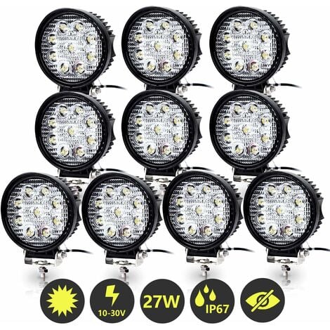 VINGO 10x 27W LED Arbeitsscheinwerfer 12V 24V Scheinwerfer Rückfahrscheinwerfer Traktor LED ...