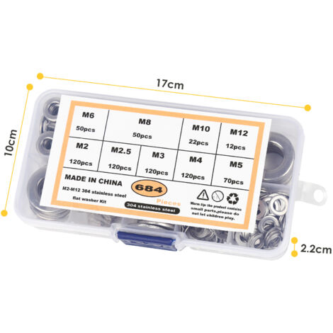 VINGO 684tlg Unterlegscheiben Set U-Scheiben Beilagscheiben ...