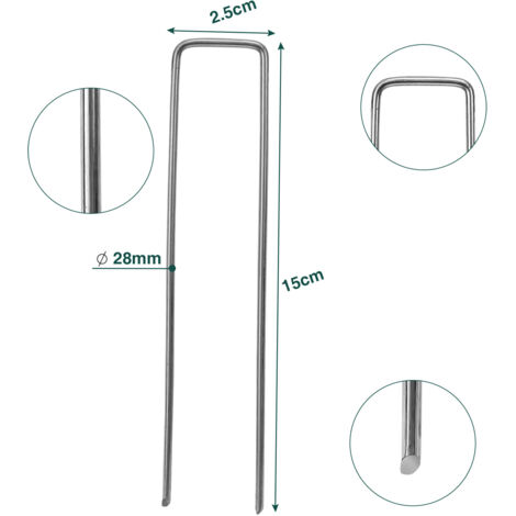VINGO 50er Erdanker Heringe Verzinkt 15 X 2.5cm Bodenanker Erdnagel ...
