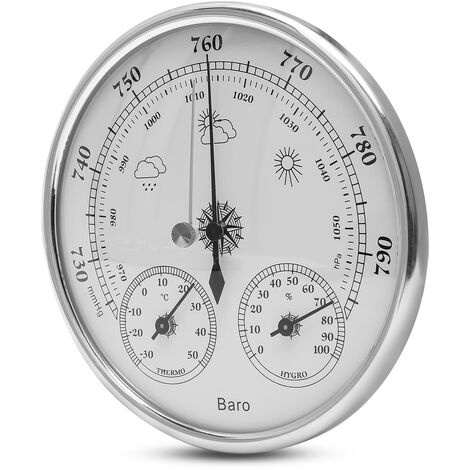 VINGO Wetterstation analog Barometer Thermometer Hygrometer 3 in 1 rund