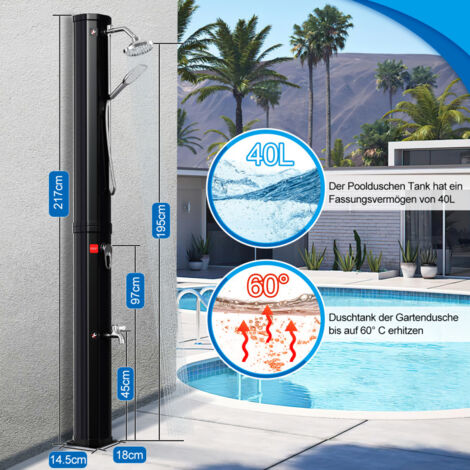 VINGO Solardusche Dusche mit Fußdusche Aussendusche Gartendusche Pool ...