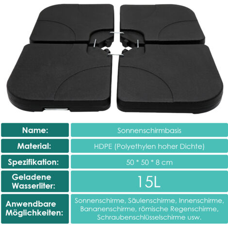 Sonnenschirmständer Schirmfuß Schirmständer 4 Platten Eckig Halter bis 80kg