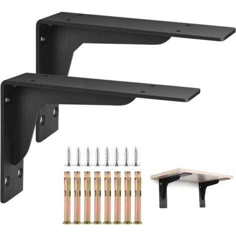Staffe per mensole nere, 2 staffe per mensole in metallo da 25 cm ...