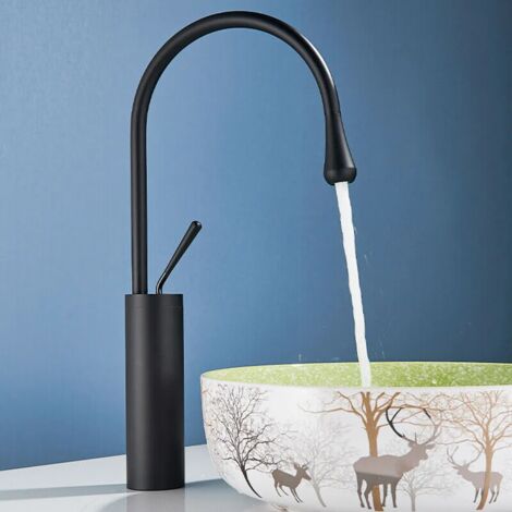 Rubinetto per lavabo da bagno, rubinetto alto nero, miscelatore per ...