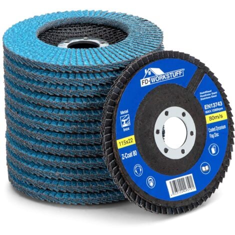 Disco lamellare Premium │ 10 pezzi │ Ø 115 mm │ Grana 80 │ per metallo, acciaio e legno ...