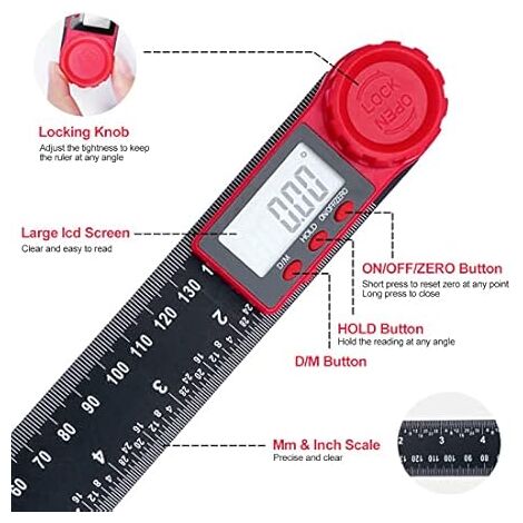 Goniometro Digitale Girevole a 360°, Goniometro da 200 mm con Display ...