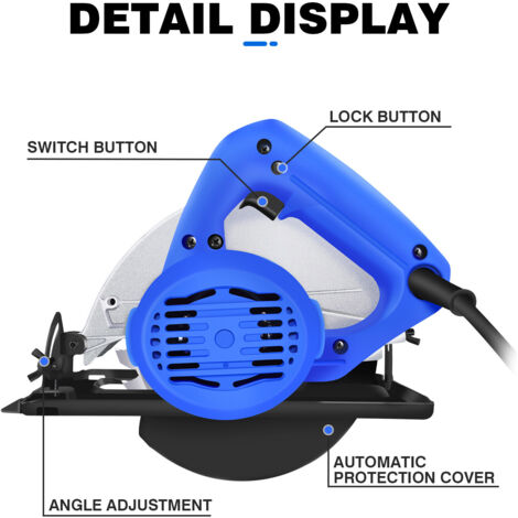 Circular Saw 2000W 5000RPM Electric Saw, 0-45° Bevel Adjustment, Max ...