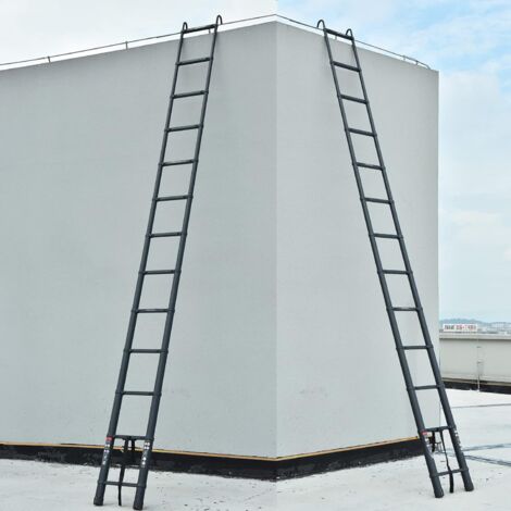 5M Heavy Duty Multi-Purpose Aluminium Telescopic Ladder Extendable ...