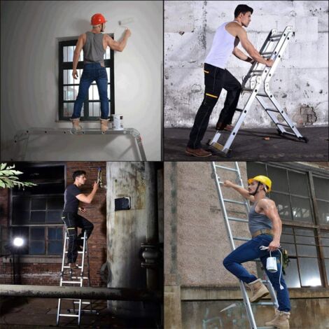 4.7M Folding Telescopic Aluminum Step Ladder Multi-Purpose Scaffold ...