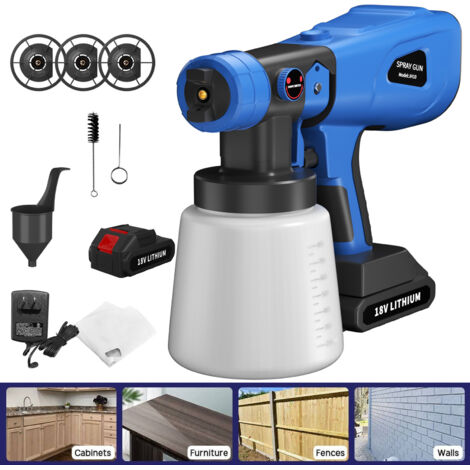 Cordless Electric Paint Sprayer Gun Handheld Stain Painter Li-ion ...