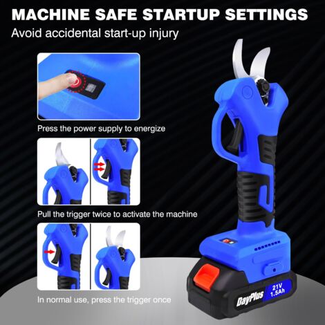 Cordless Electric Secateurs with 2 x Li-Ion Battteries, 21V Electric ...