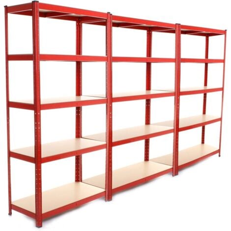 3 PACK Racking Bays 5 Tier Boltless Garage Shelving Unit Storage Rack ...