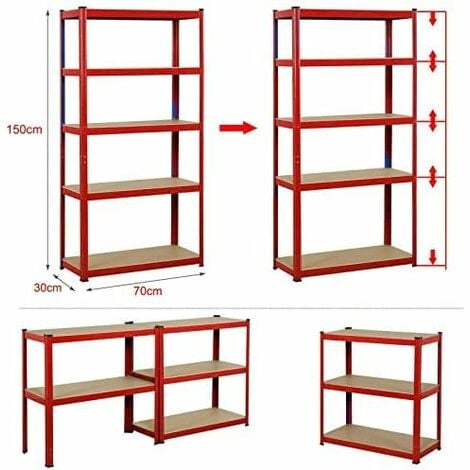 3 PACK Racking Bays 5 Tier Boltless Garage Shelving Unit Storage Rack ...