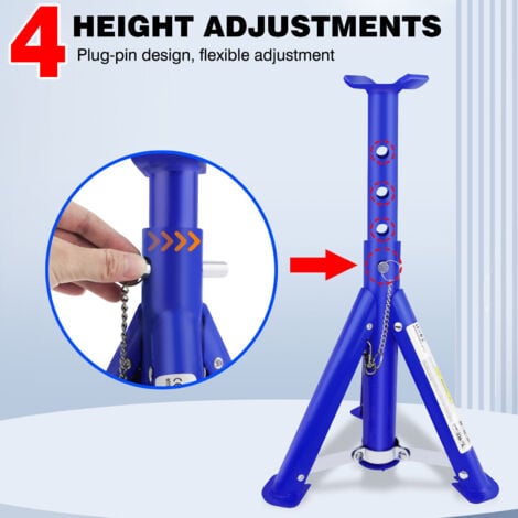Pack-2 Heavy Duty Axle Jack Stands 3 Tonne Load Capacity, 4 Stages ...