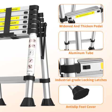 Folding Ladder Telescopic Aluminum Extension 5+6 StepsLadder with Slip ...