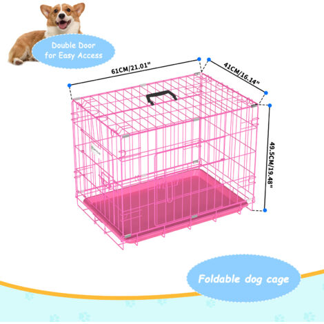 24"inch Dog Crate Dog Cage Puppy Crate Pet Cage with 2 Doors Easy Clean ...