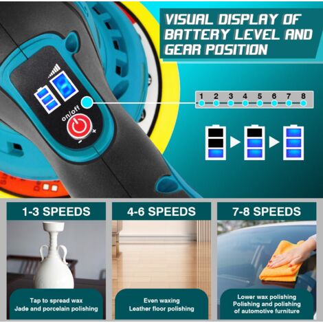 Cordless Car Polisher Buffer Sander Auto Polishing Machine Pad Bonnet ...