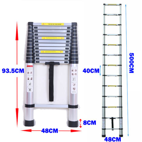 5M Telescopic Ladder Aluminium Portable Multi-Purpose Folding Portable ...