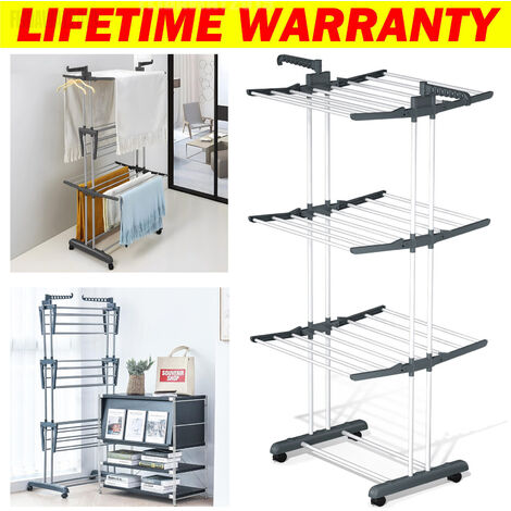 Foldable Clothes Airer 4 Tier Horse Drying Rack Stand Laundry Washing ...