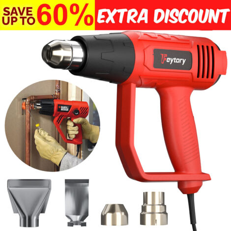 2000W Heat Gun Hot Air Wind Blower Dual Temperature + 4 Nozzles Power ...