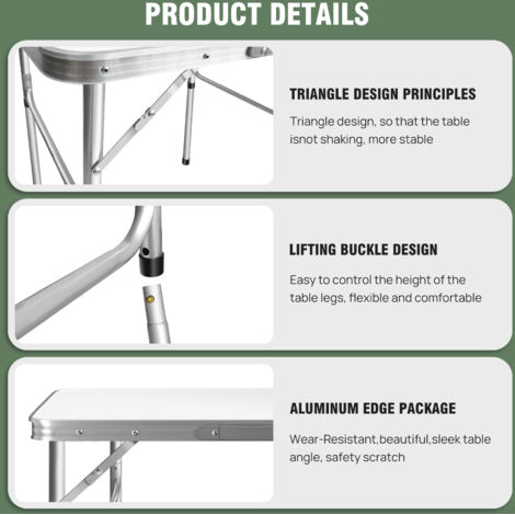 Folding Table Portable Fold Up Tables Camping Garden Party Trestle ...