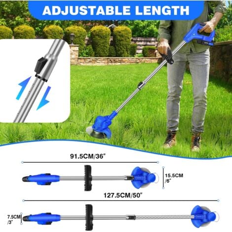 Electric Cordless Grass Trimmer Garden Weed Strimmer Cutter Rechargeable 2PCS Battery