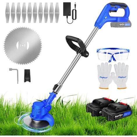 Cordless Strimmer Grass Weed Trimmer Cutter Garden Edger Electric 2PCS Li-Ion Battery