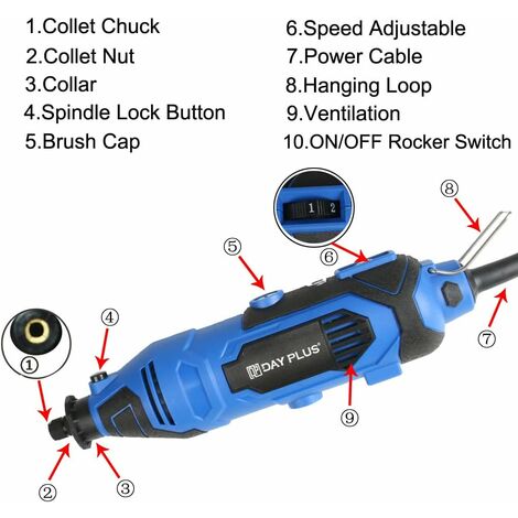 Rotary Tool Kit 135W with 80 Accessories & Storage Case - Variable ...