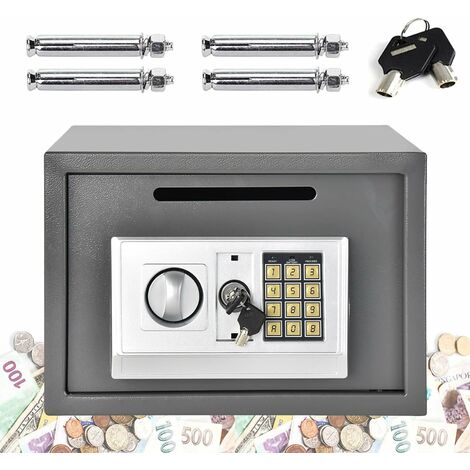 16L Safe Box with Override Key & Electronic Keypad Solid Steel with ...