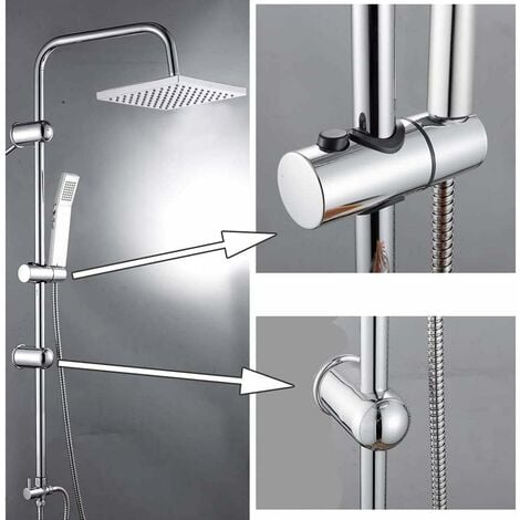 Modern Chrome Riser Rail Mixer Shower Square Head Kit for Bathroom ...