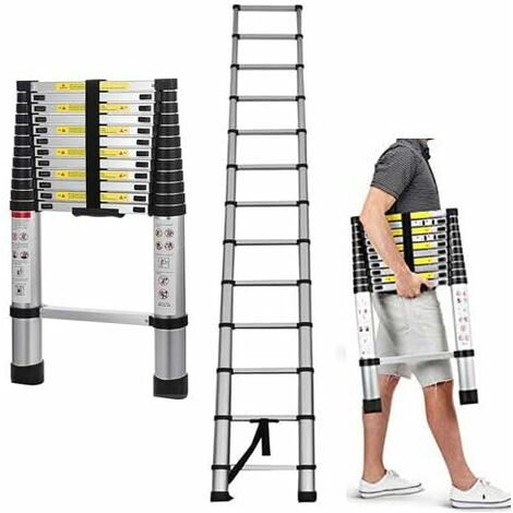 16.4ft 5M Aluminum Extension Foldable Telescopic Ladder Telescoping ...