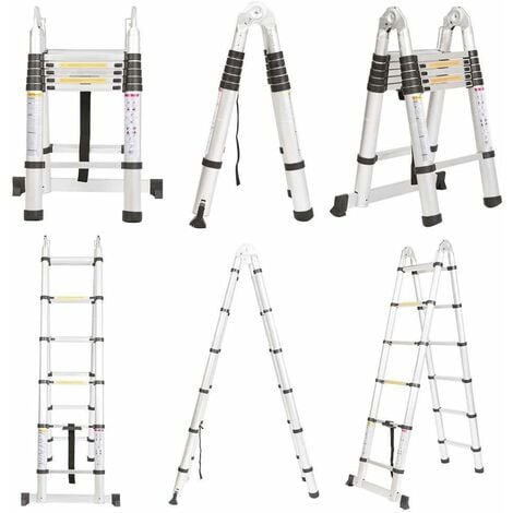 Multi-Purpose Aluminium Telescopic Ladder Portable Foldable Ladder ...