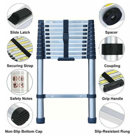 3.2M Heavy Duty Multi-Purpose Telescopic Folding Step Ladder Extendable ...