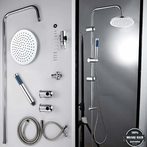Modern Round Shower Mixer Head Kit Chrome Overhead Rain Shower ...