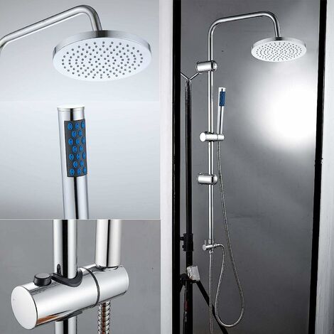 Modern Round Shower Mixer Head Kit Chrome Overhead Rain Shower ...