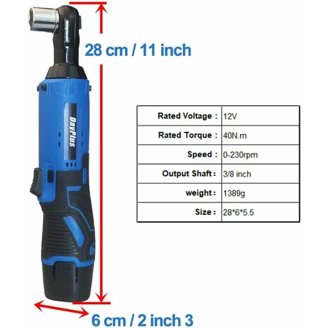 Impact Cordless Ratchet Wrench with 2 x 1500mA Lithium Battery, 3/8 ...