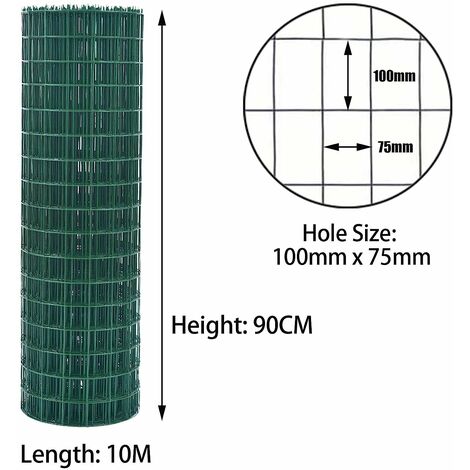 Green Metal Garden Fencing 0.9 x 10m PVC Coated Steel Wire Fence ...