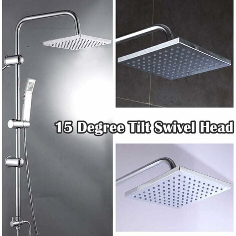 Shower Mixer Wall Mounted Bathroom Thermostatic Set Square Chrome Twin ...
