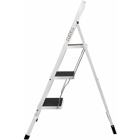 Foldable 3 Step Ladder Stepladder Non Slip Tread Safety Steel