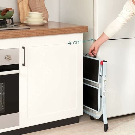 Foldable 2 Step Ladder Stepladder, Portable Folding Step Stool with ...