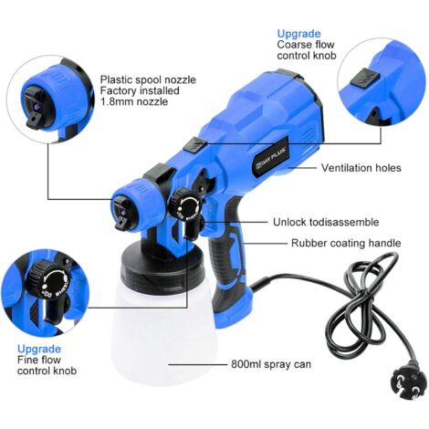 800ml High Capacity Paint Sprayer, 550W DIY Electric Spray Gun with 3 ...
