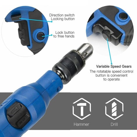Rotary Hammer Impact Drill Electric Corded 360° Rotating Handle 2 ...