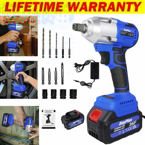 Cordless Electric Impact Wrench Rattle Nut Drill Gun Li-ion Battery 1/2 ...