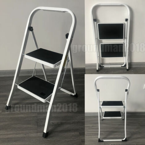 2 Step Ladder Heavy Duty Steel, Mini Small And Compact Folding Steps 2 ...