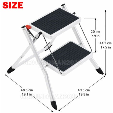Folding Step Ladder 2 Step Ladder Compact Anti-Slip Stable for Kitchen ...