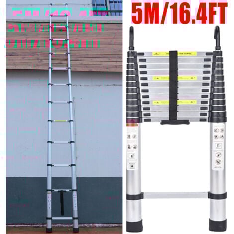 5M Telescopic Ladder Multi-Purpose Aluminium Extension Extendable Heavy Duty Loft